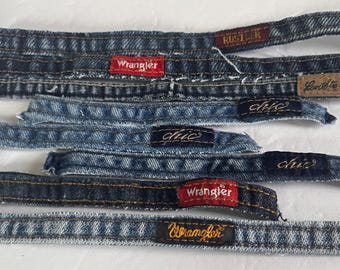 LOT of 100 Salvaged Denim Blue Jean Hem Knot Pieces - Etsy