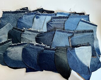 LOT of 100 Salvaged Denim Clothing Fabric Scraps - Etsy