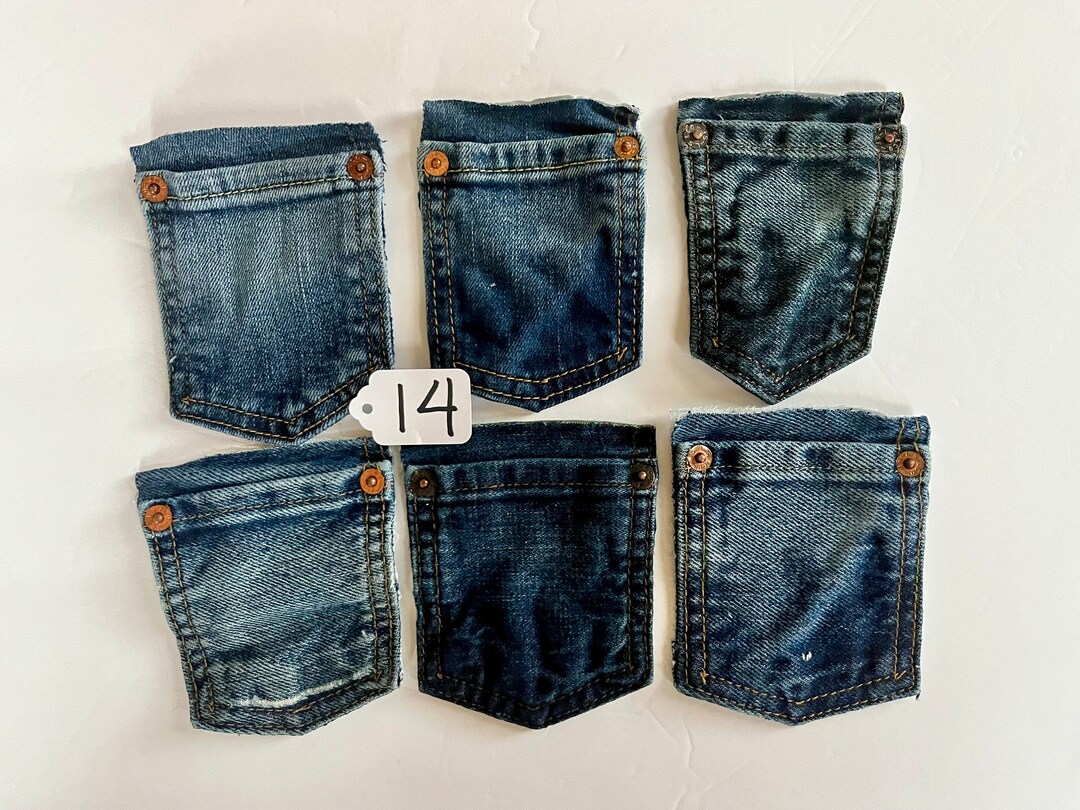 6CT LEVI Pockets Salvaged Denim Blue Jean Coin Pockets - Etsy