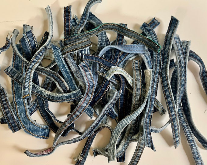 Seams Salvaged Denim Blue Jean Seams - Etsy