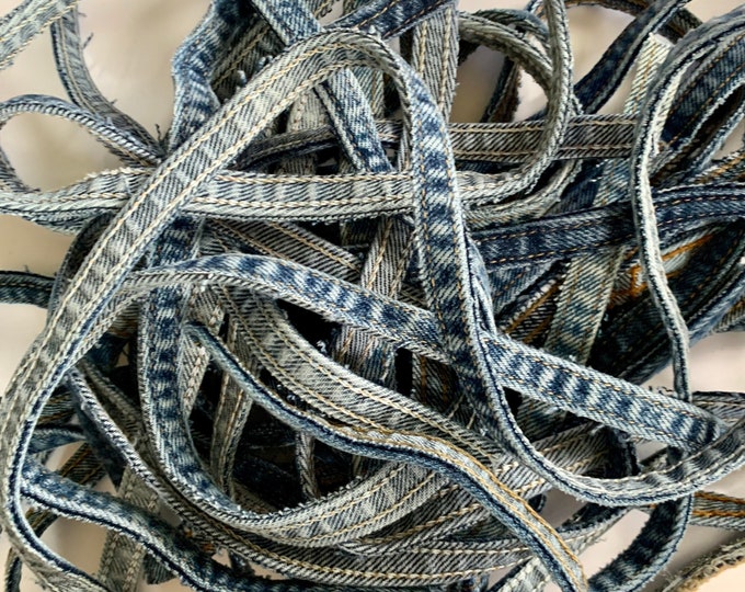 Seams Salvaged Denim Blue Jean Seams - Etsy
