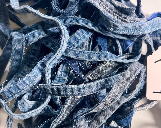 Seams Salvaged Denim Blue Jean Seams - Etsy