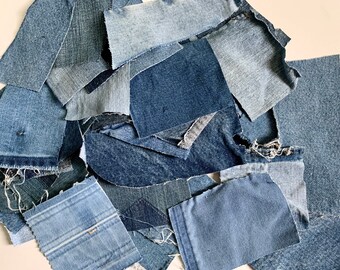 LOT of 100 Salvaged Denim Clothing Fabric Scraps - Etsy