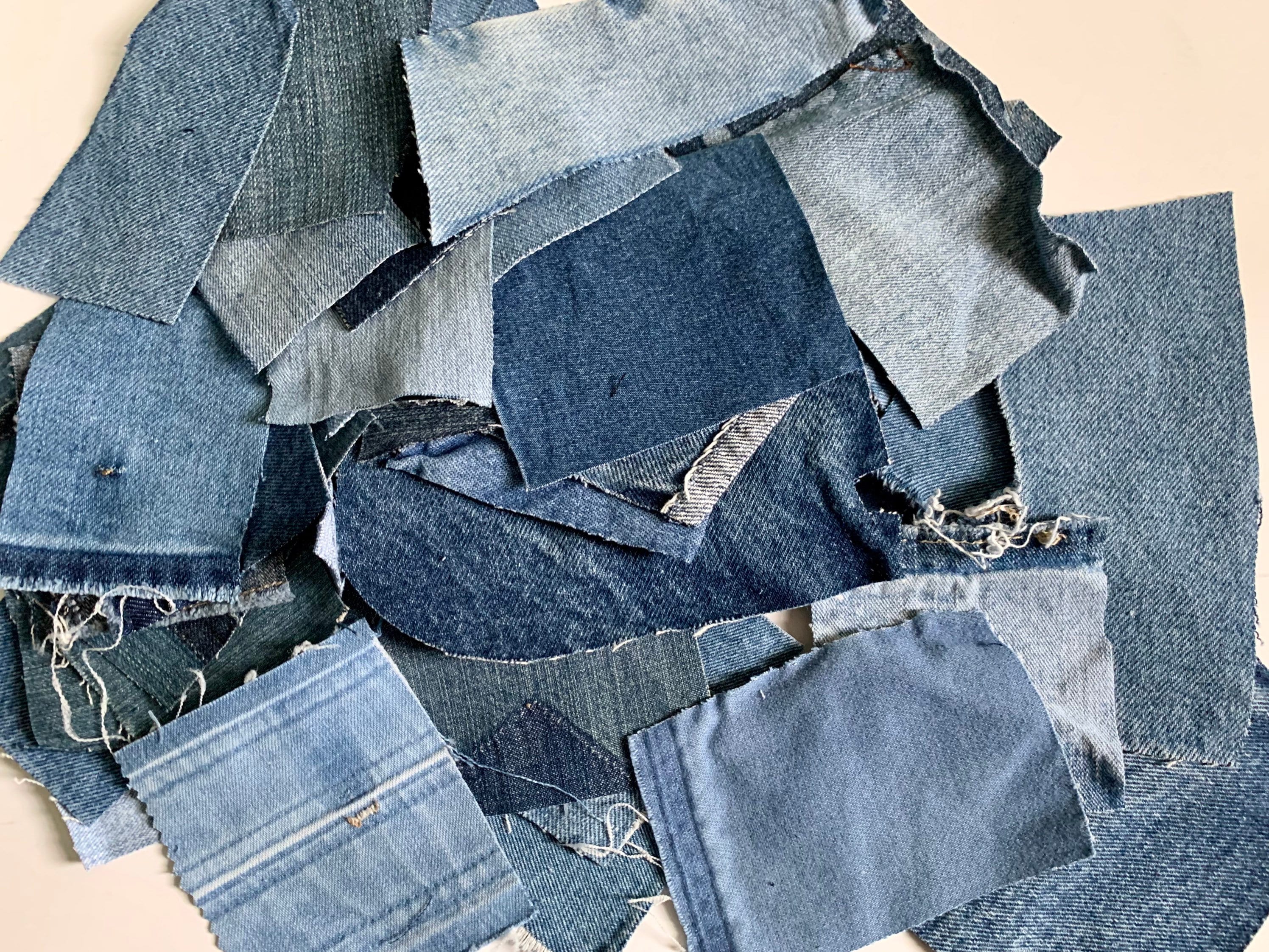 Scraps Reclaimed Salvaged Denim Blue Jean Scraps - Etsy UK