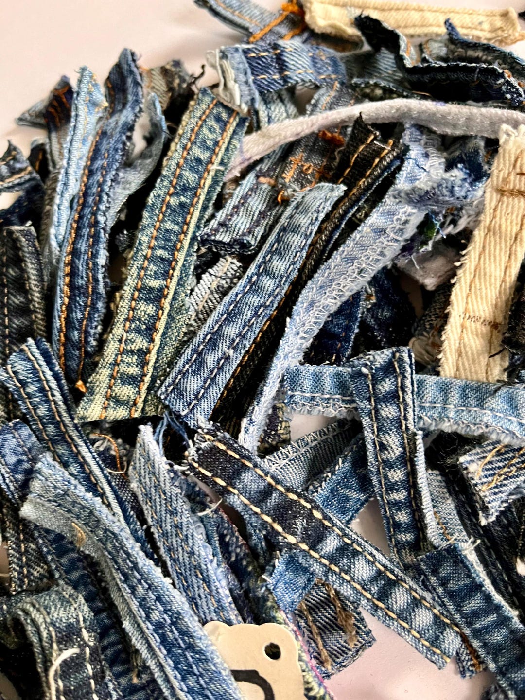 Scraps Salvaged Denim Blue Jean Seam Scraps for Crafting - Etsy