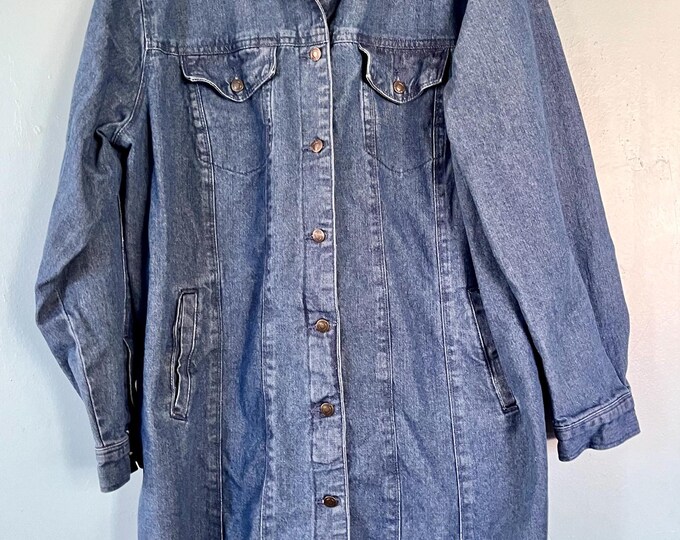 Plus Size Boho Trench Coat Denim Blue Jean Coat - Etsy