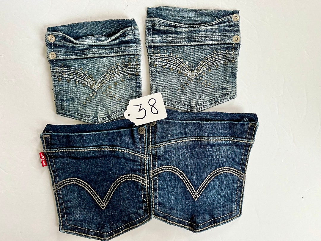 LEVI Pockets Salvaged Denim Blue Jean Back Pockets - Etsy