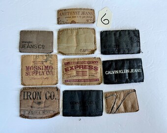 Salvaged Blue Jean Denim Back Leather Tags - Etsy