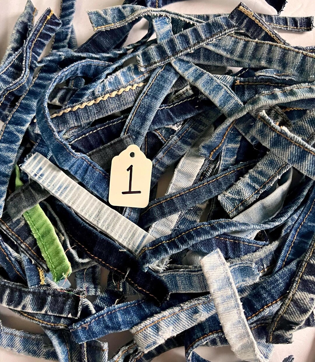 100 CT Salvaged Denim Blue Jean Hem Pieces - Etsy