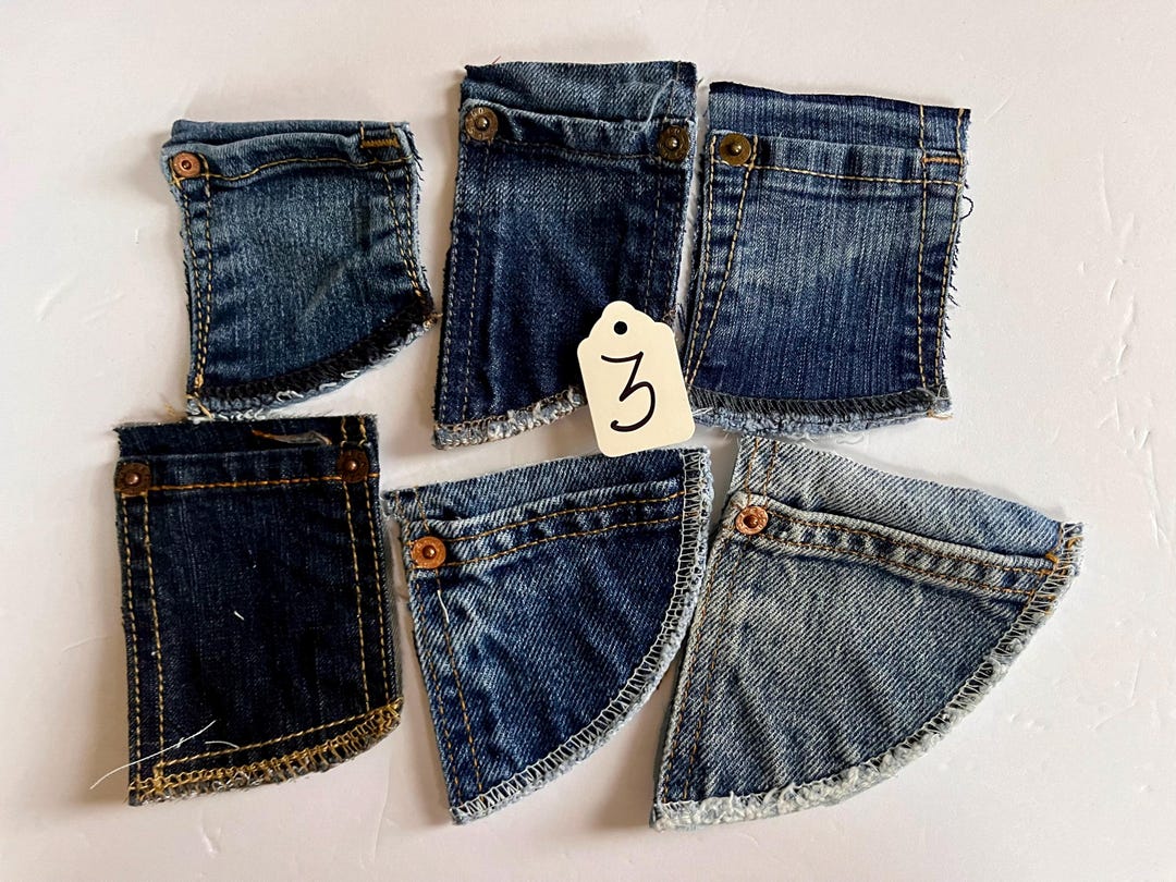 6 LEVI Pockets Salvaged Denim Blue Jean Coin Pockets - Etsy