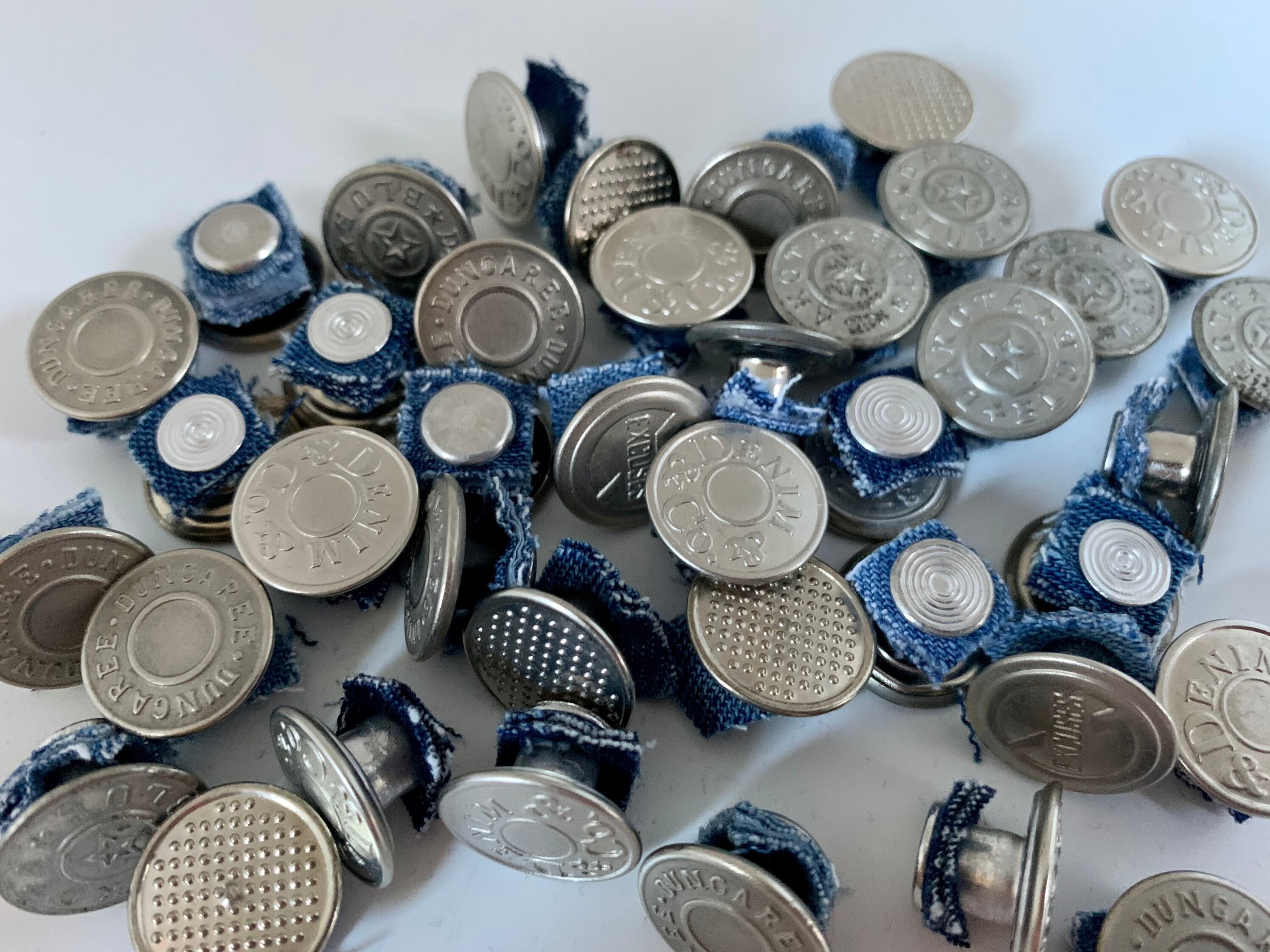 Metal Buttons Reclaimed Denim Blue Jean Metal Buttons | Etsy