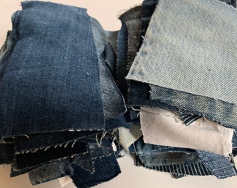 LOT of 100 Salvaged Scrap Denim Blue Jean Fabric - Etsy