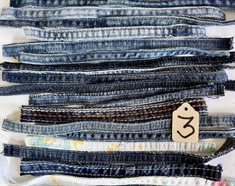 Seams Salvaged Denim Blue Jean Seams - Etsy