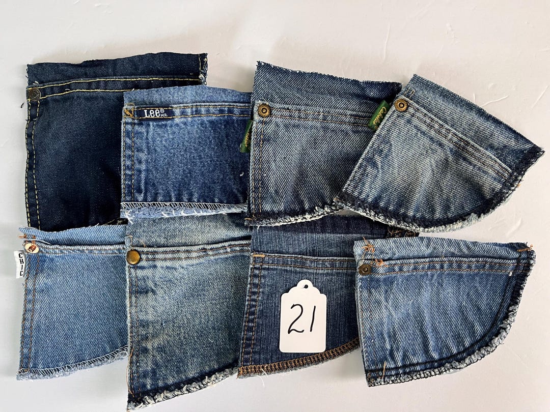 8 CT Pockets Salvaged Denim Blue Jean Coin Watch Pockets - Etsy