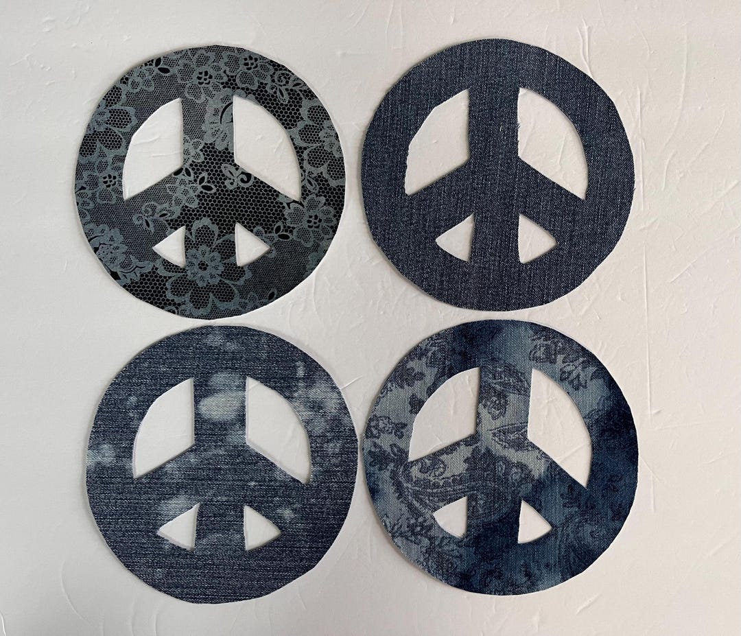 4 Retro Peace Sign Patches Salvaged Denim Iron on Heat Transfers - Etsy