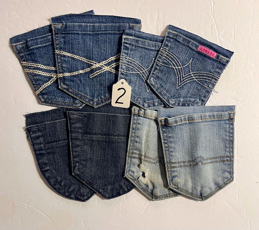 8 CT Pockets Salvaged Denim Blue Jean Back Pockets - Etsy