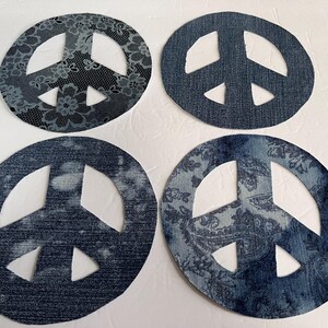4 Retro Peace Sign Patches Salvaged Denim Iron on Heat Transfers - Etsy