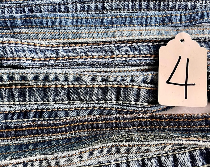 30 CT Salvaged Denim Blue Jean Seams for Repurposing - Etsy