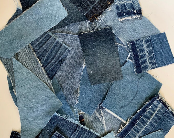 LOT of 100 Salvaged Denim Clothing Fabric Scraps - Etsy