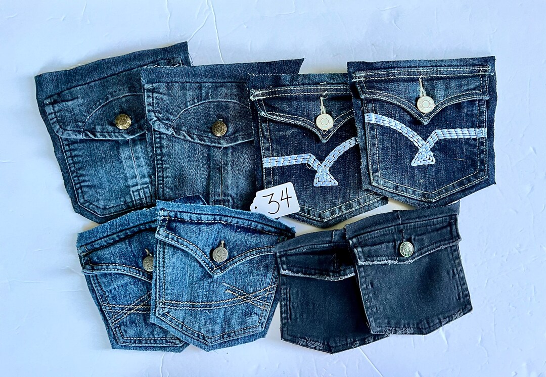 Pockets Salvaged Denim Blue Jean Back Pockets - Etsy