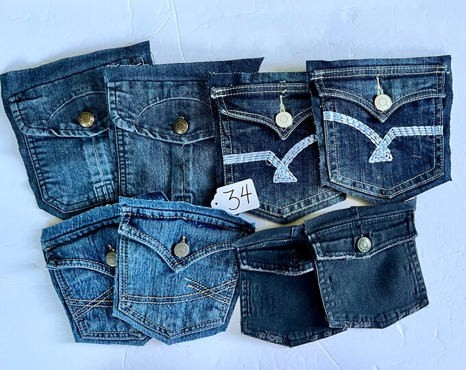 Pockets Salvaged Denim Blue Jean Back Pockets - Etsy