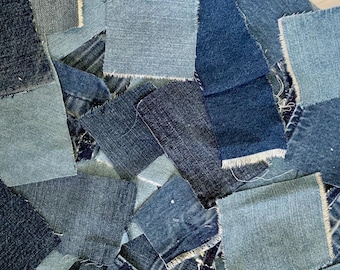 LOT of 100 Salvaged Denim Clothing Fabric Scraps - Etsy