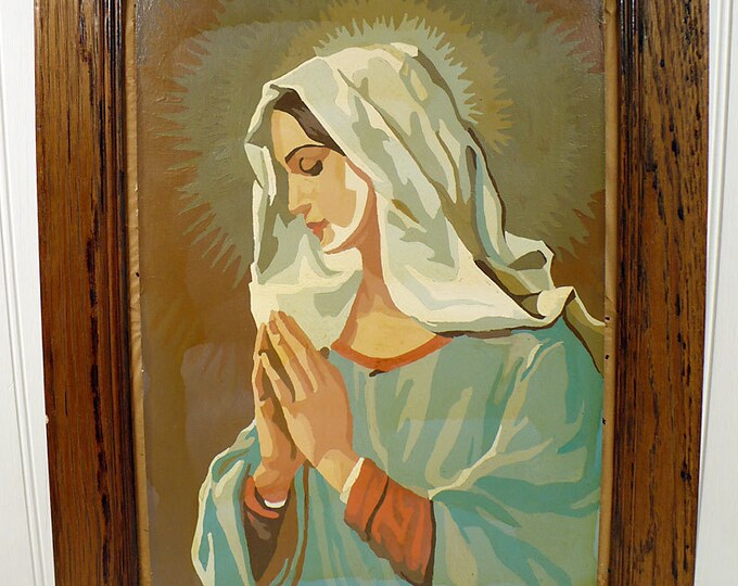 Vintage Paint by Number Painting Virgin Mary Wood Framed Religious - Etsy