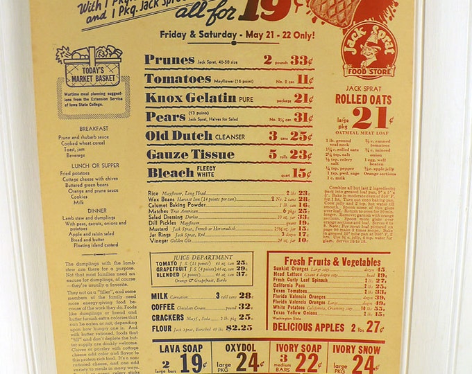 Vintage Jack Sprat Food Stores Grocery Store Poster 1940s - Sale ...
