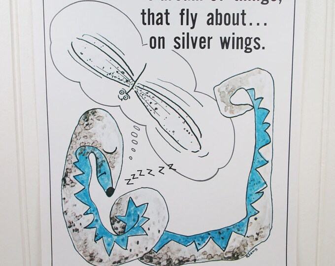 Vintage School Poster Feelings Sleepy Snake Poem Illustrated - Etsy