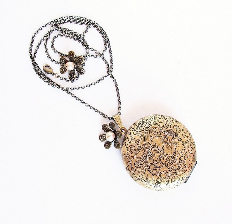 Smitten Brass Tapestry Locket Empty for you to insert your | Etsy