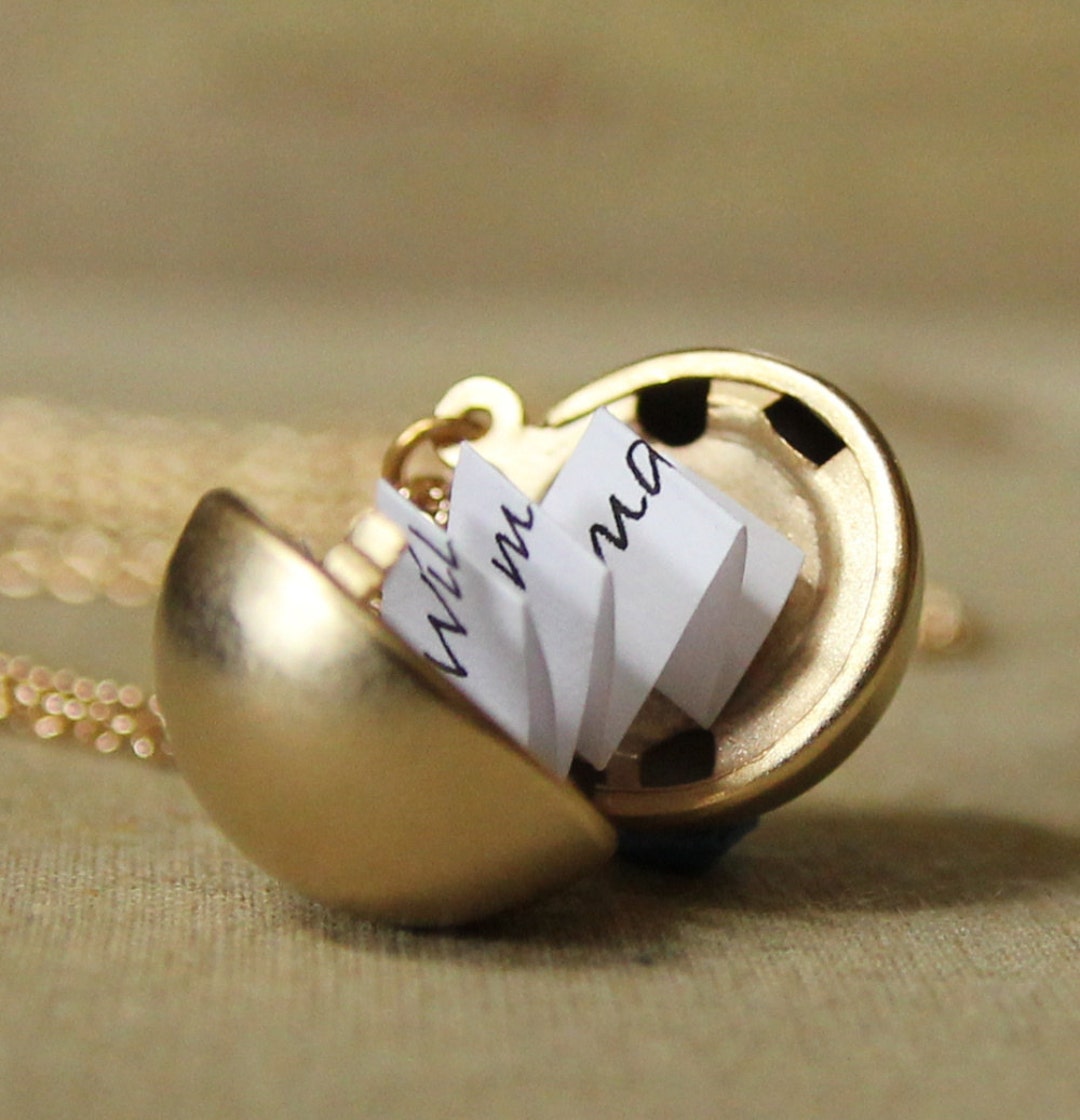 Secret Message Locket - Matte Gold Vintage Ball Locket Necklace - Makes ...
