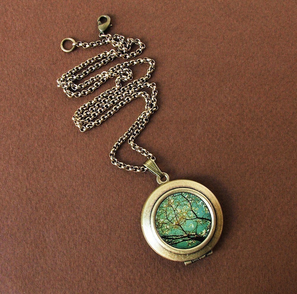 Photo Locket Necklace Reach Enchanted Nature Forest Trees | Etsy