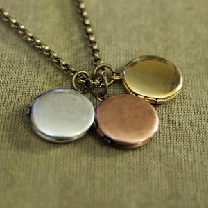 Tiny Charm Lockets - Mixed Metals Triple Edition Locket Necklace - Etsy