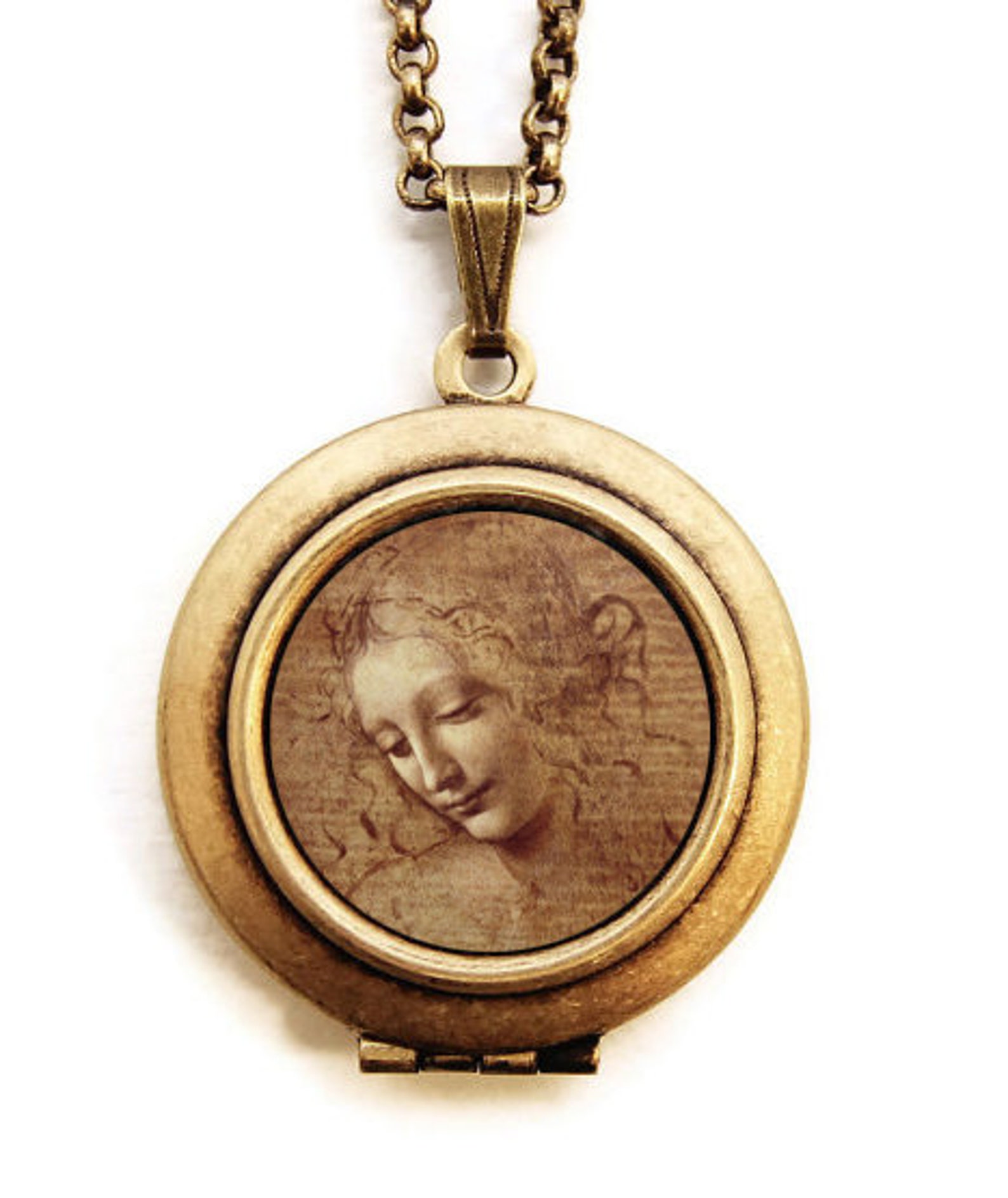Da Vinci Female Head Art Locket Necklace the Masters - Etsy