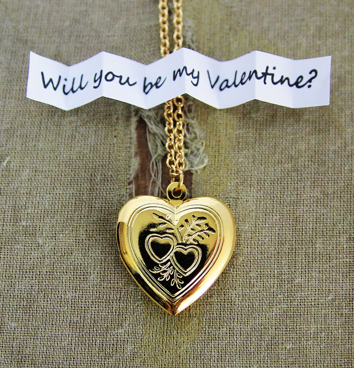 Secret Message Heart Locket Shiny Gold Embossed Edition - Etsy