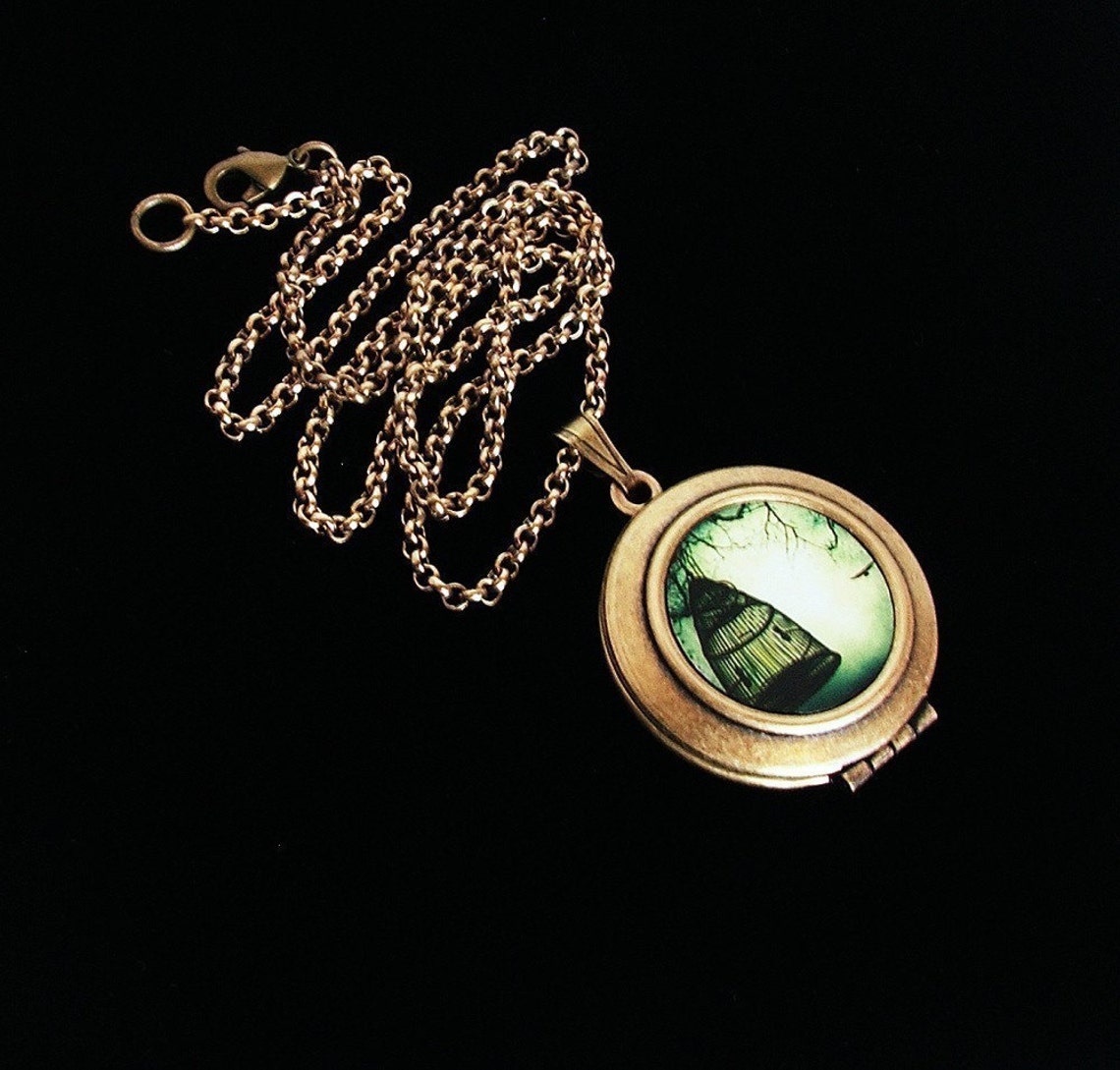 Photo Locket - This Bird Has Flown - Birdcage Wearable Photo Locket ...