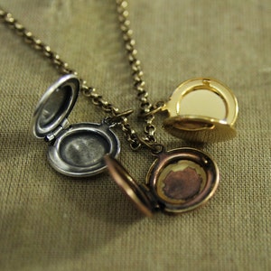 Tiny Charm Lockets - Mixed Metals Triple Edition Locket Necklace - Etsy