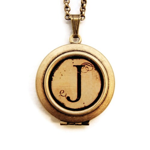 Vintage Alphabet Locket Monogram Initial Locket Necklace - Etsy
