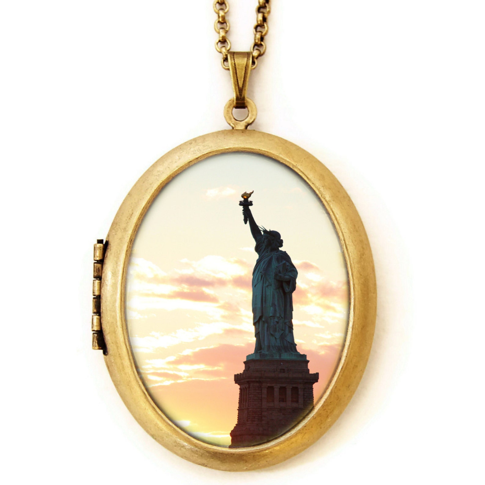 Statue of Liberty Silhouette Photo Locket NYC Photo Locket | Etsy