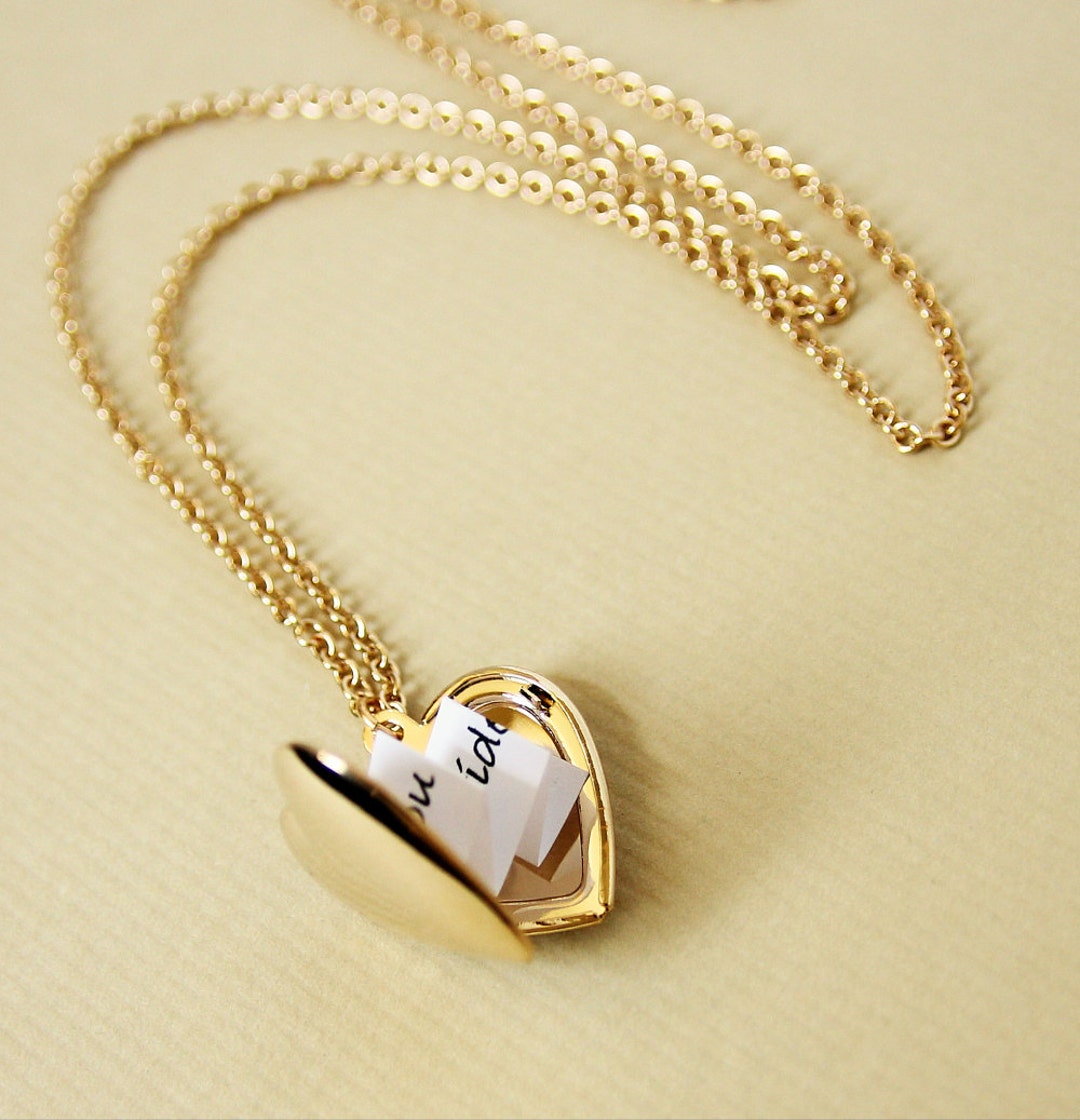 Gold Heart Locket - Secret Message Locket - Shiny Gold Edition ...