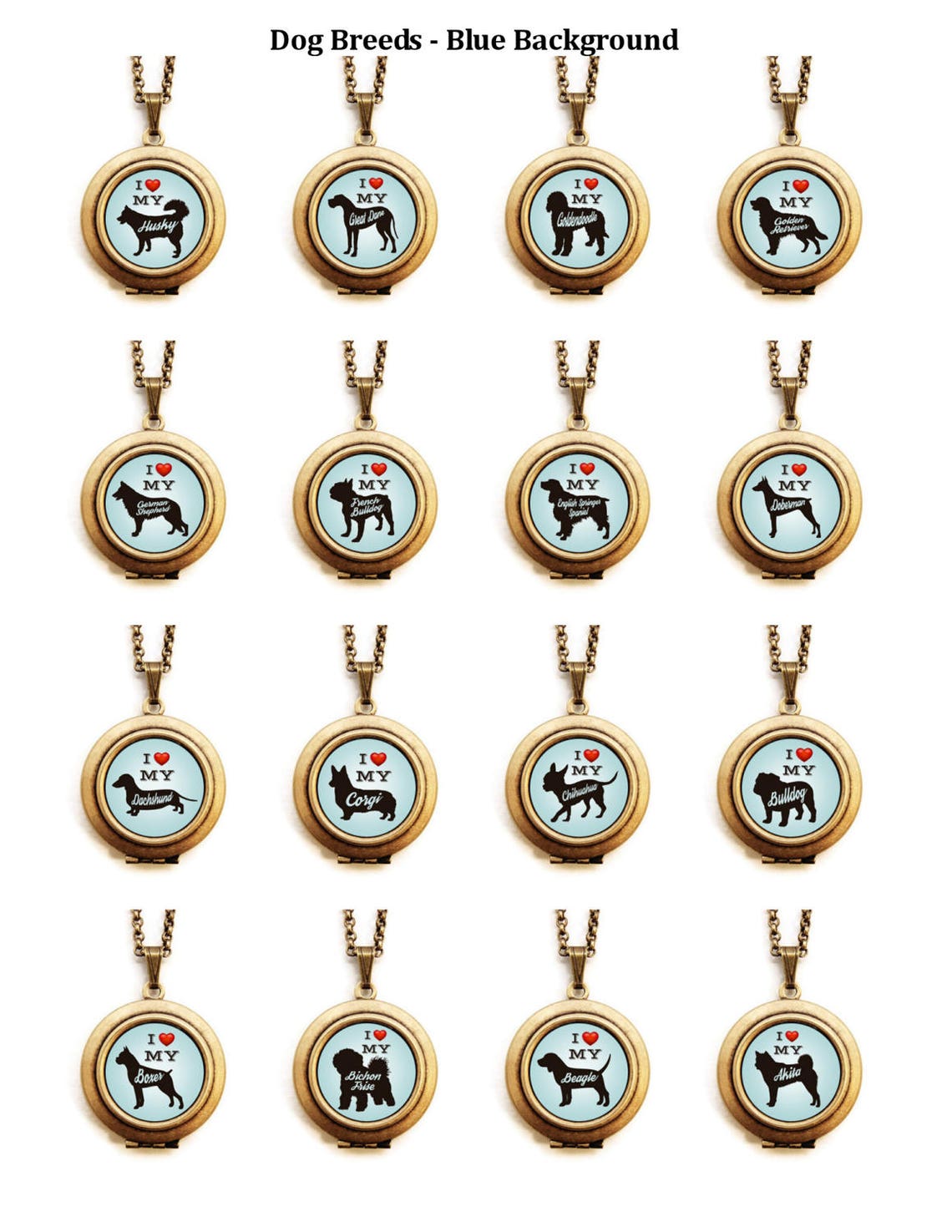 Dog Breed Locket - Choose Your Breed - Silhouette Dog Breed Locket ...