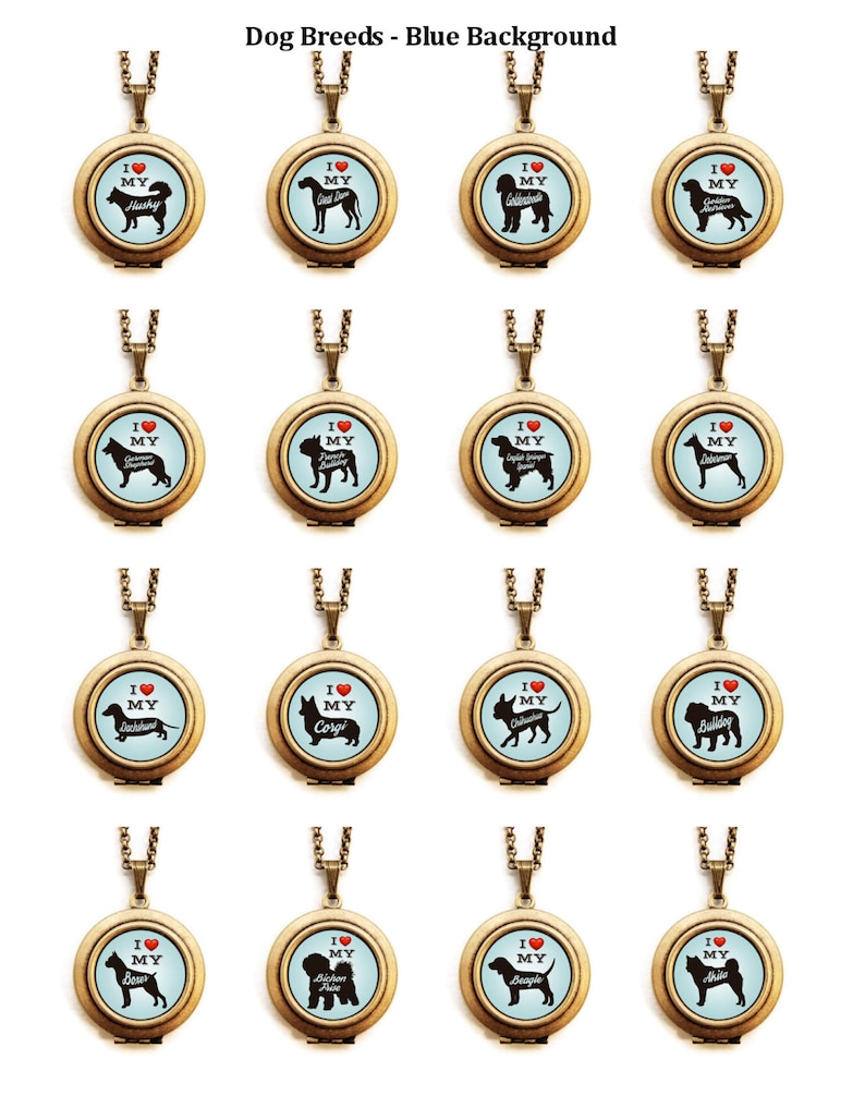 Dog Breed Locket - Choose Your Breed - Silhouette Dog Breed Locket ...