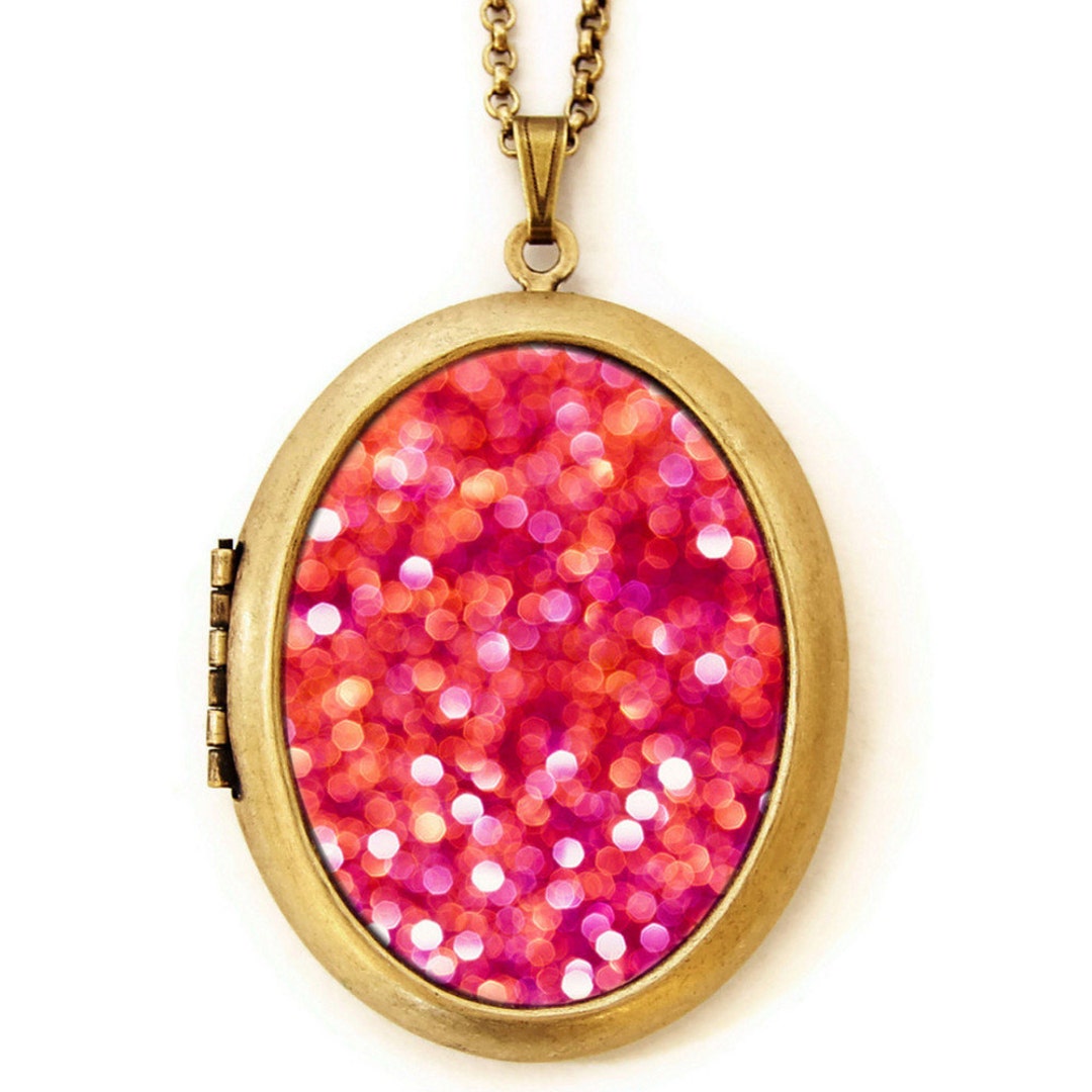 Photo Locket - Crush - Bright Pink Abstract Pretty Photo Locket ...