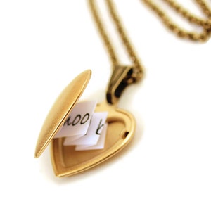 Secret Message Locket - Brushed Matte Gold Heart Locket - Customized ...