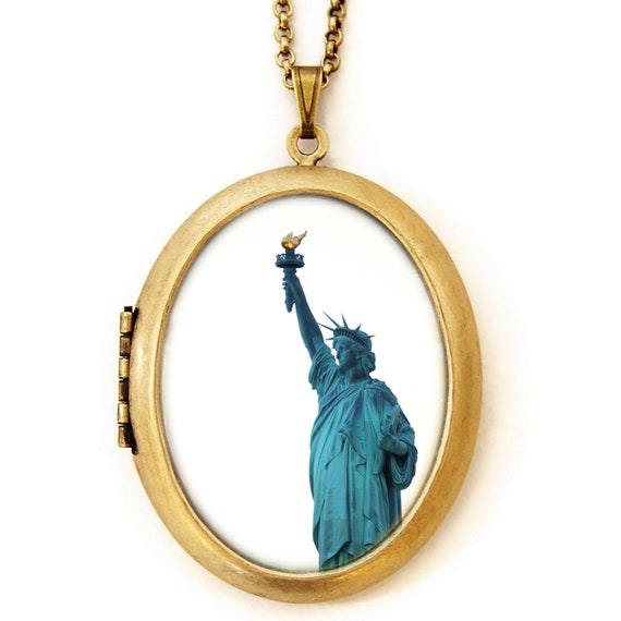Statue of Liberty Photo Locket NYC Photo Locket Necklace | Etsy