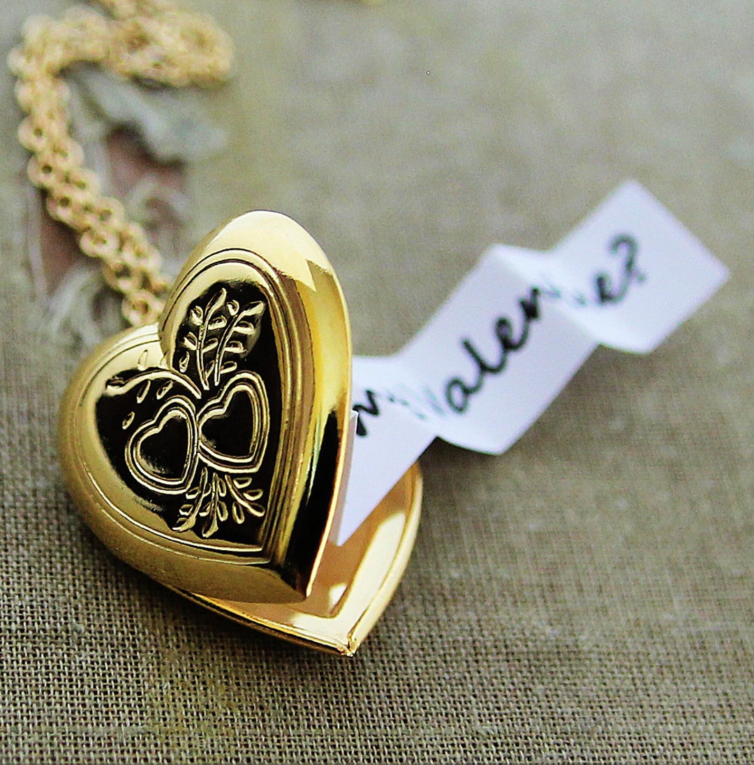 Secret Message Heart Locket - Shiny Gold Embossed Edition - Customized ...