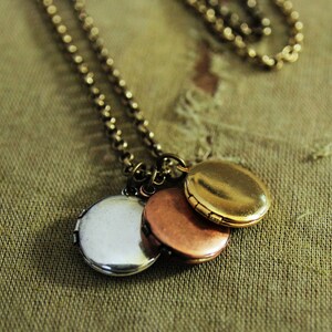 Tiny Charm Lockets - Mixed Metals Triple Edition Locket Necklace - Etsy