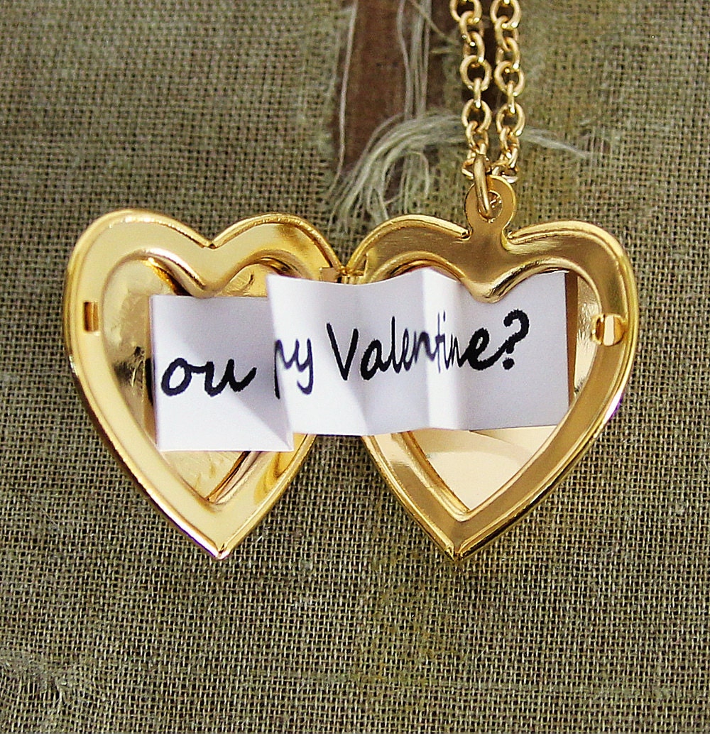 Secret Message Heart Locket Shiny Gold Embossed Edition - Etsy