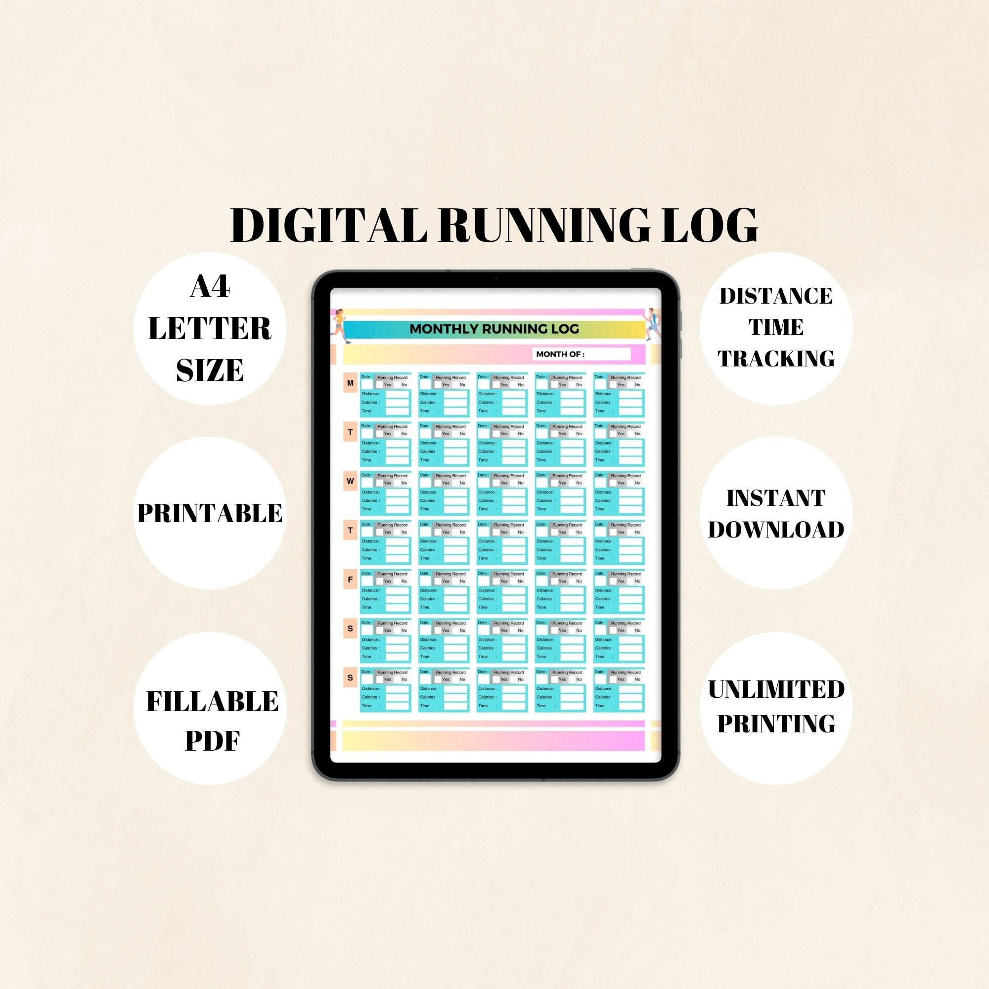 Monthly Running Log Printable Template, Running Journal, Running ...