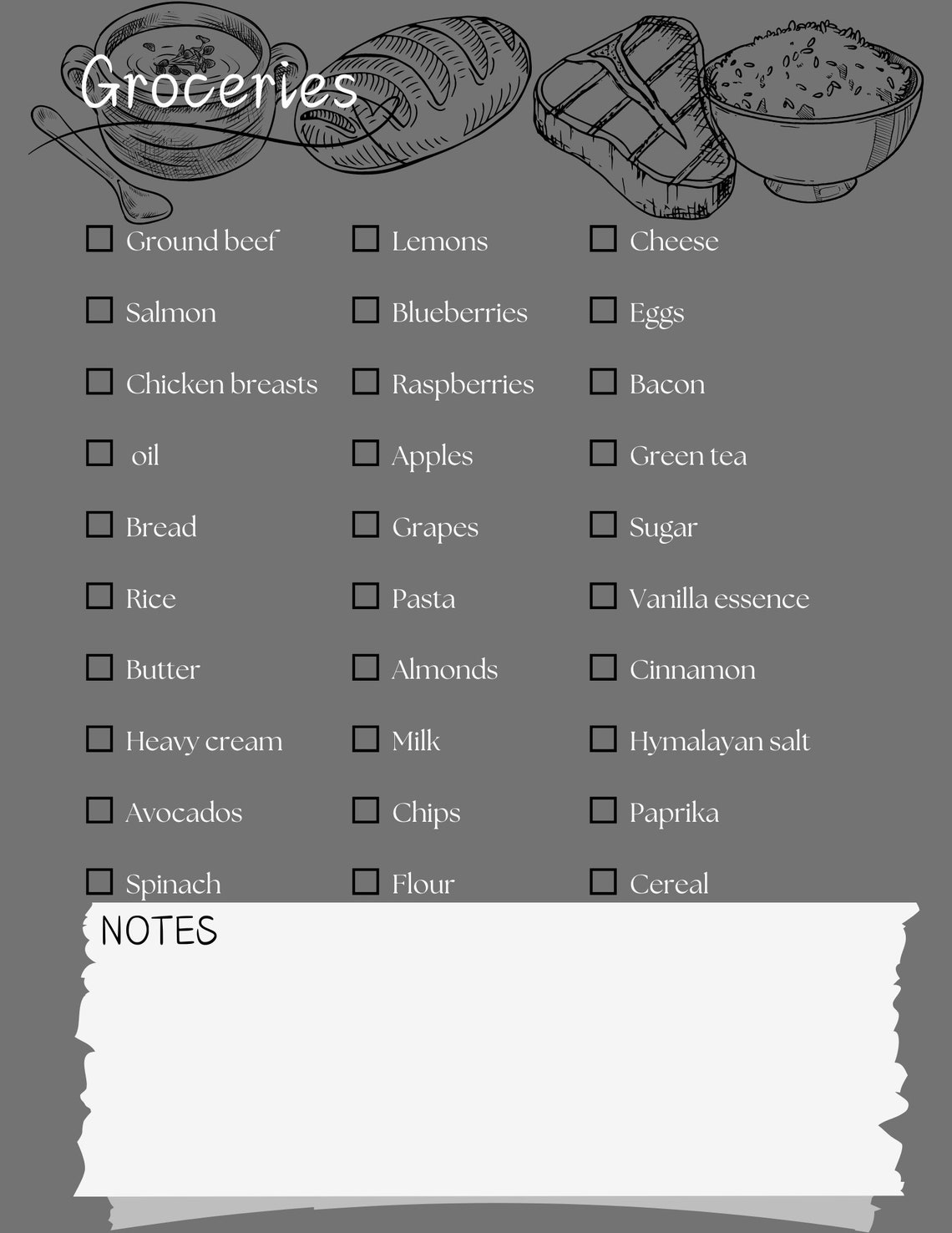 Editable Check off List, Grocery List, Stay on Track List ,restock List ...